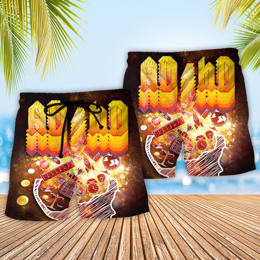 Adhd Awareness In Life Trendy Aloha Hawaiian Beach Shorts - Trendy Aloha