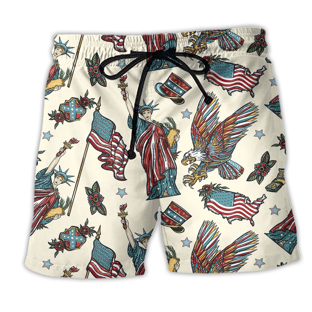 America Symbols Cool Style Trendy Aloha Hawaiian Beach Shorts - Trendy ...