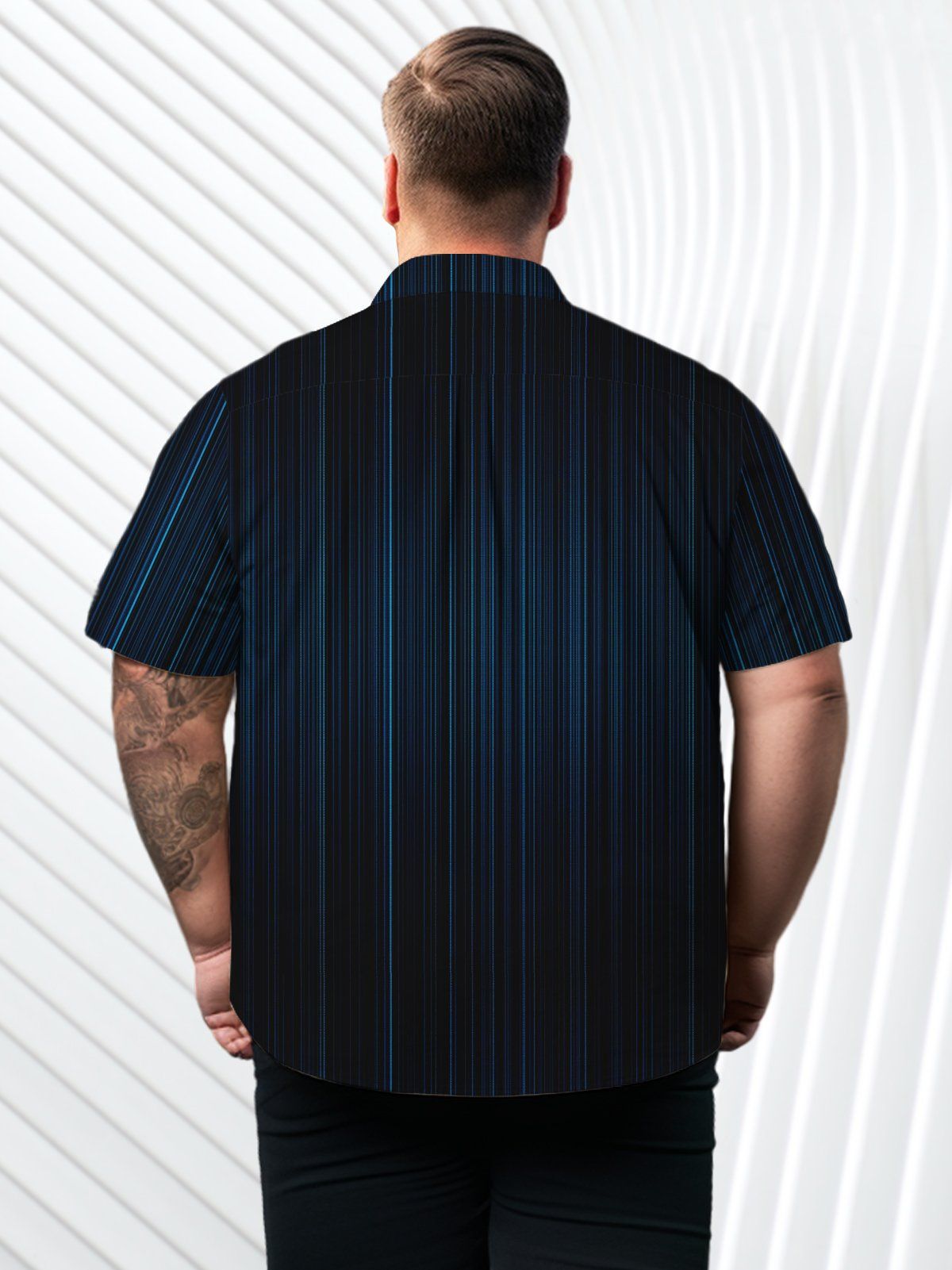 Big Size Men Basic Stripe Shirts Design 04 - Trendy Aloha