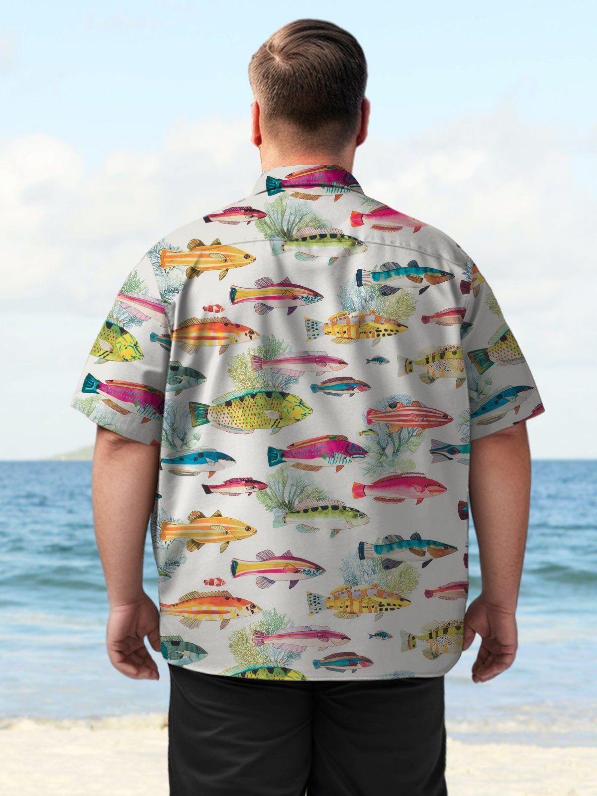 Big Size Men Hawaii Aquatic Creatures Elegant Fashion Shirts Design 05 ...
