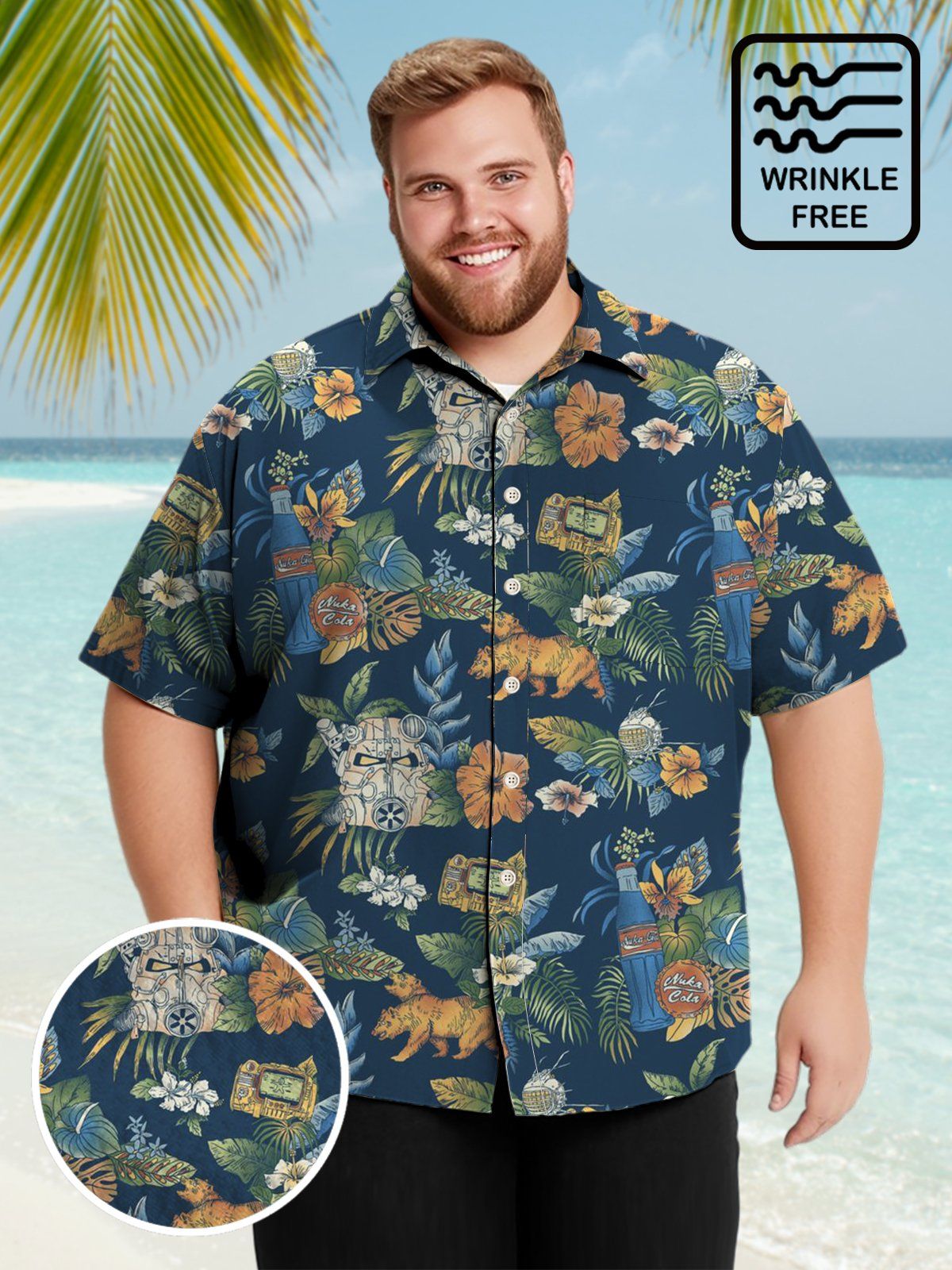 Big Size Men Hawaii Elegant Leaves Shirts Design 03 - Trendy Aloha