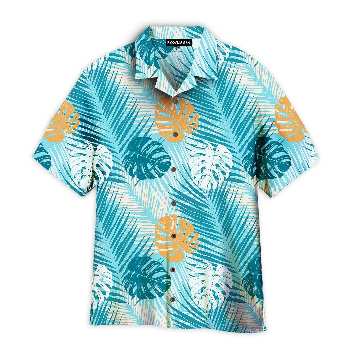 Blue Tropical Leaves Pattern Hawaiian Shirt - Trendy Aloha
