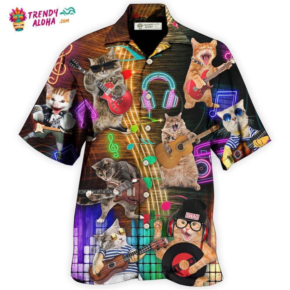 Cat Rocker Lovely Style Hawaiian Shirt - Trendy Aloha - Trendy Aloha