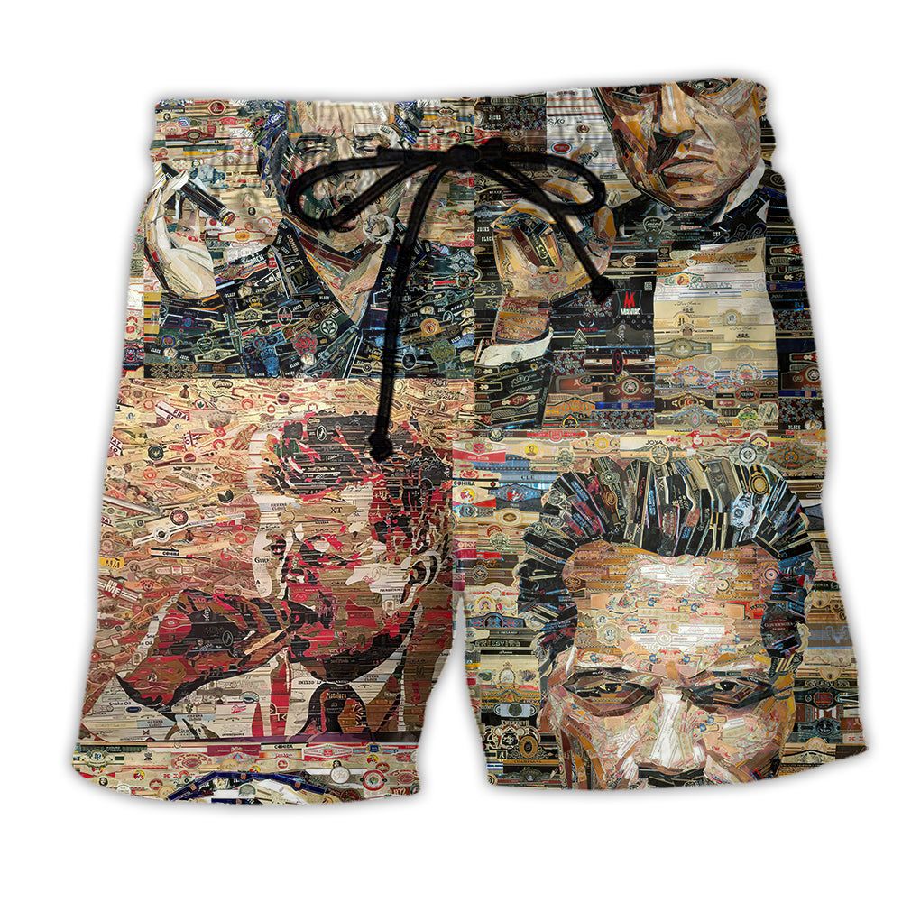 Cigar Blur Color Style Trendy Aloha Hawaiian Beach Shorts - Trendy Aloha