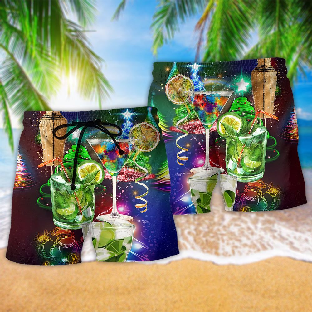 Cocktail Christmas Merry Christmas Trendy Aloha Hawaiian Beach Shorts ...