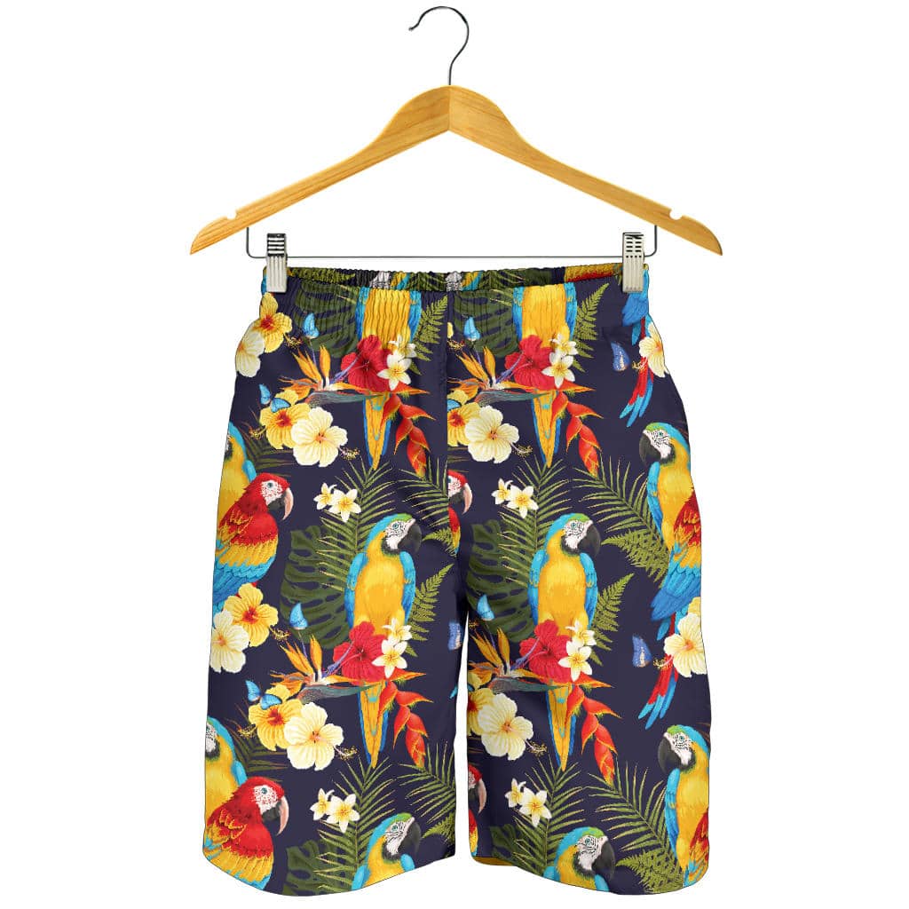 Colorful Parrot Flower Pattern For Men Women Kid Shorts - Trendy Aloha
