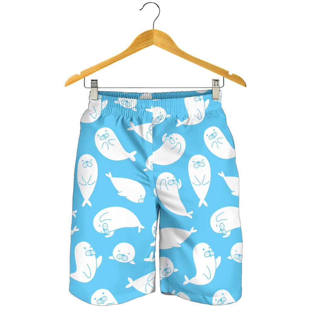 Cute White Sea Lion Seals Pattern For Men Women Kid Shorts - Trendy Aloha