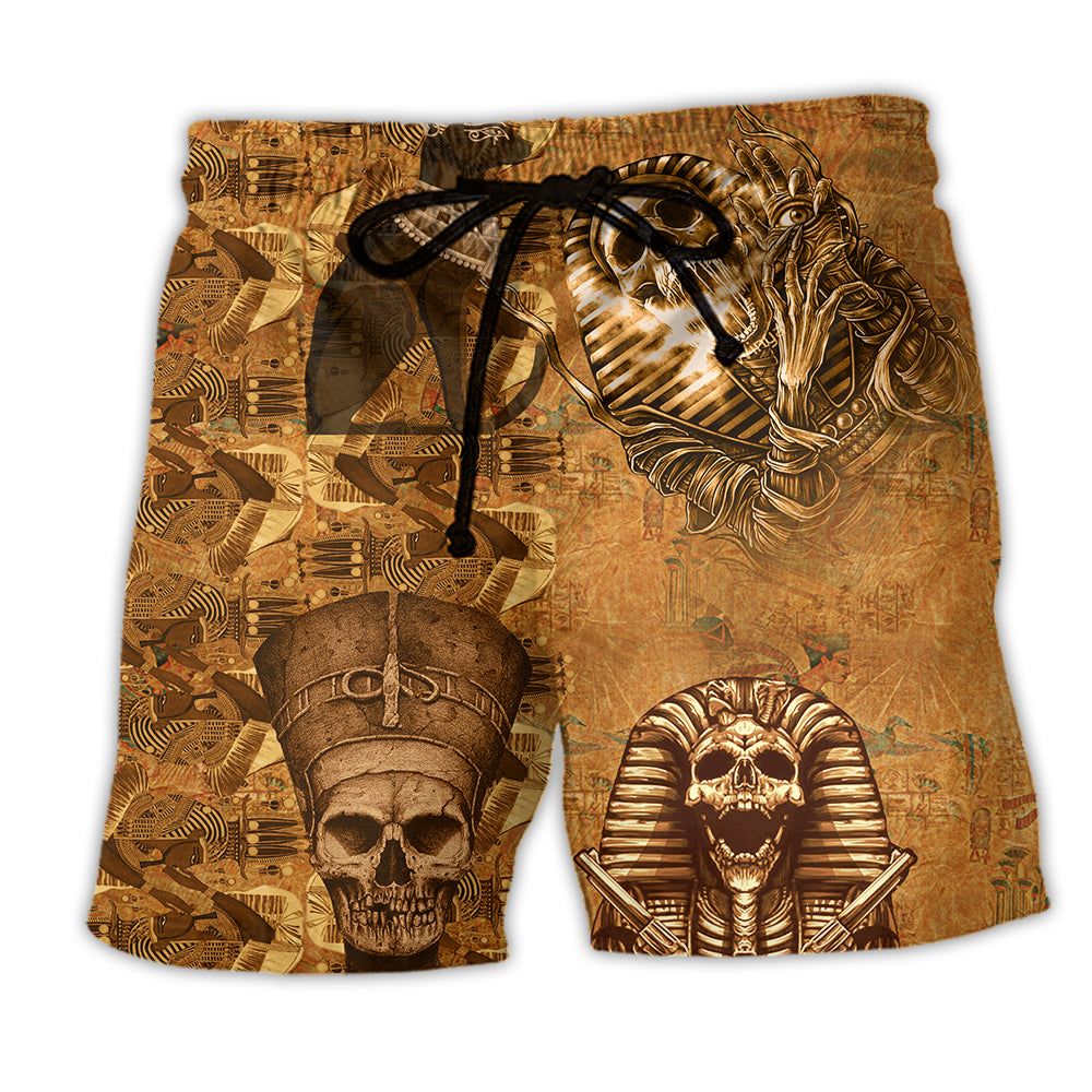 Egypt Skull Lover Style Trendy Aloha Hawaiian Beach Shorts - Trendy Aloha