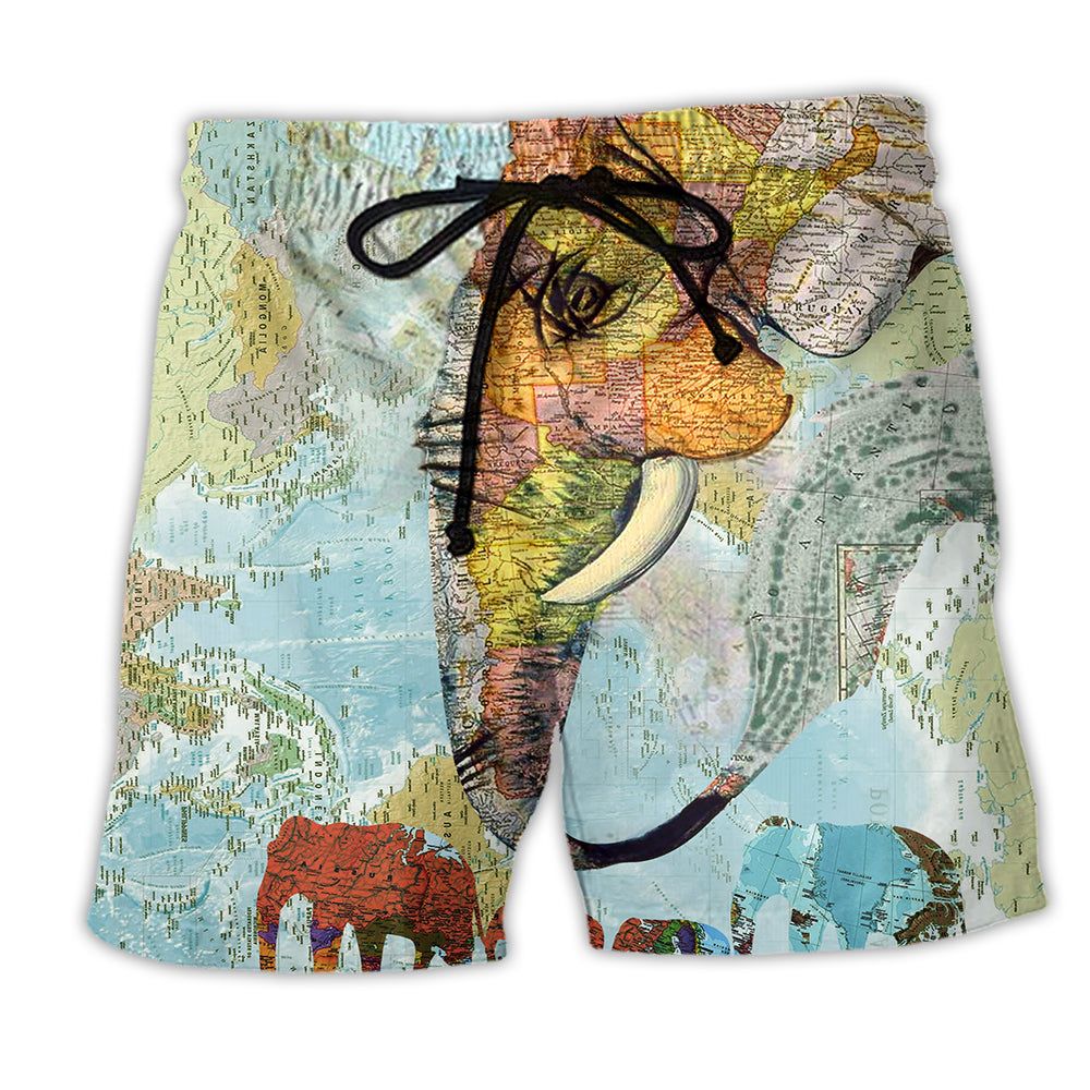 Elephant Map Amazing Style Trendy Aloha Hawaiian Beach Shorts - Trendy ...