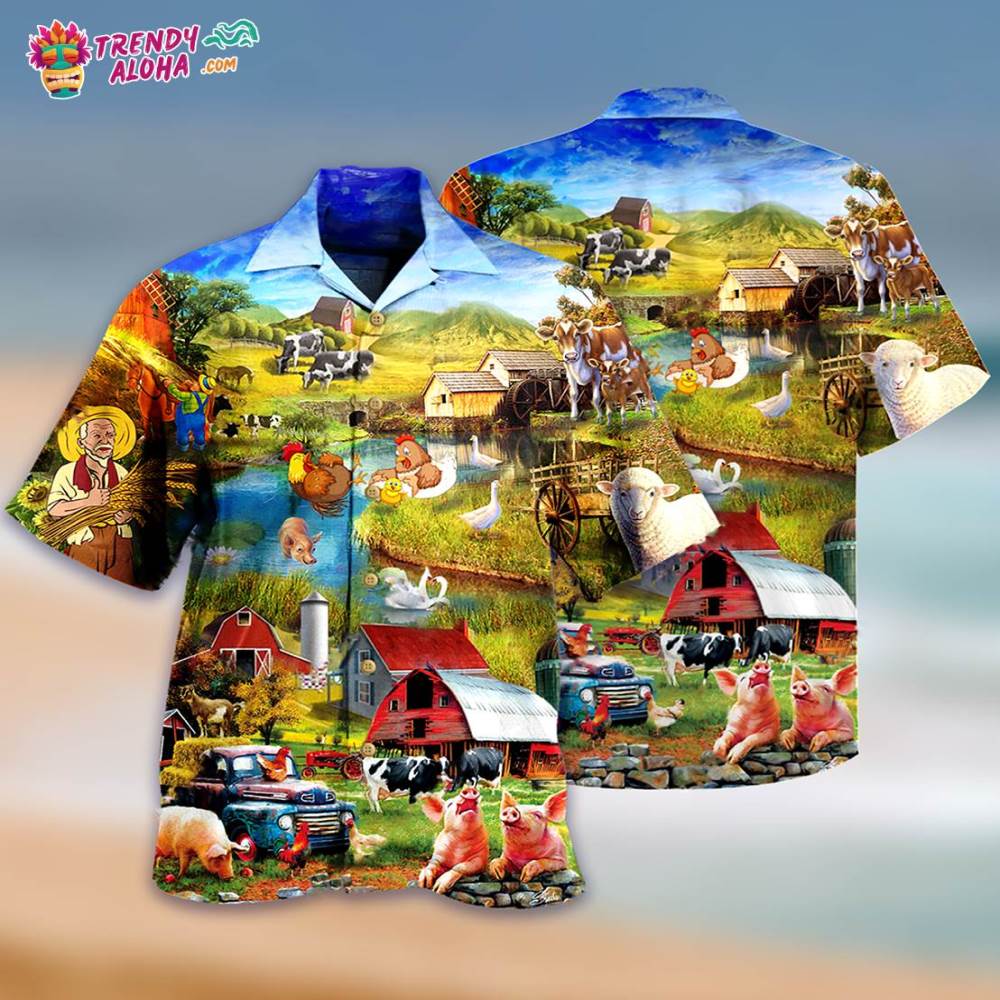 Farm Love Animals In The Village Hawaiian Shirt - Trendy Aloha - Trendy ...