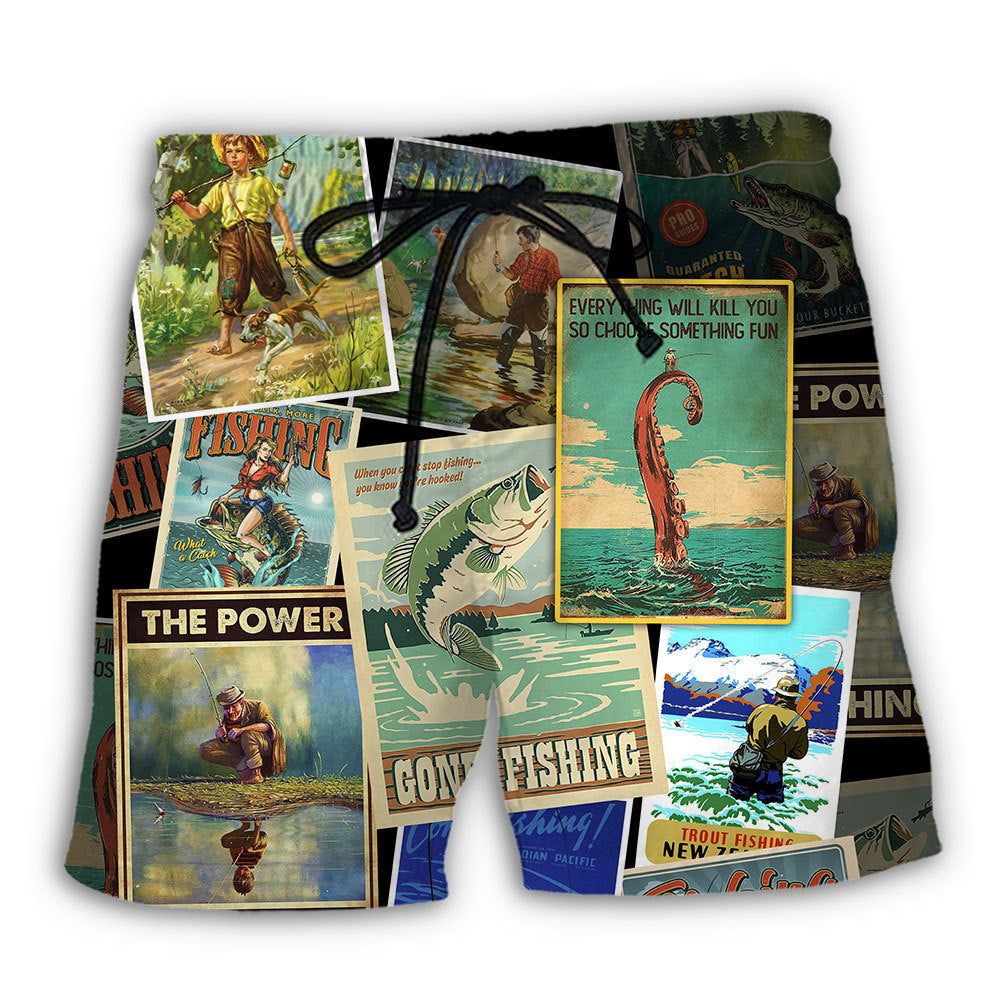 Fishing Retro Art The Power Trendy Aloha Hawaiian Beach Shorts - Trendy ...