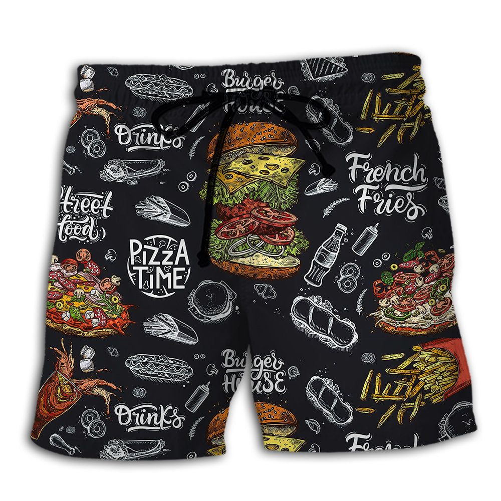 Food Burger House Loves Food Trendy Aloha Hawaiian Beach Shorts ...