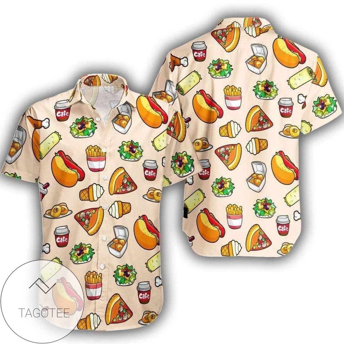 Food Themed Hamburger Pizza Coffee Hawaiian Shirt Elegance Design ...