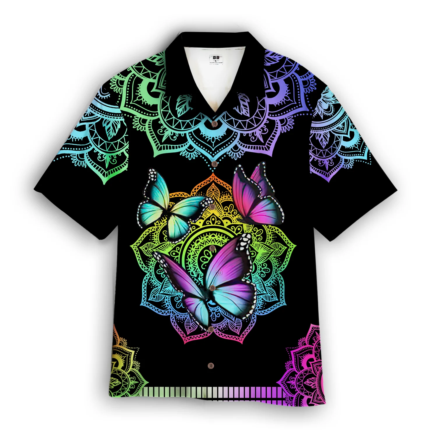 Full-Color Mandala Butterfly in Island Wear Shirt - Trendy Aloha