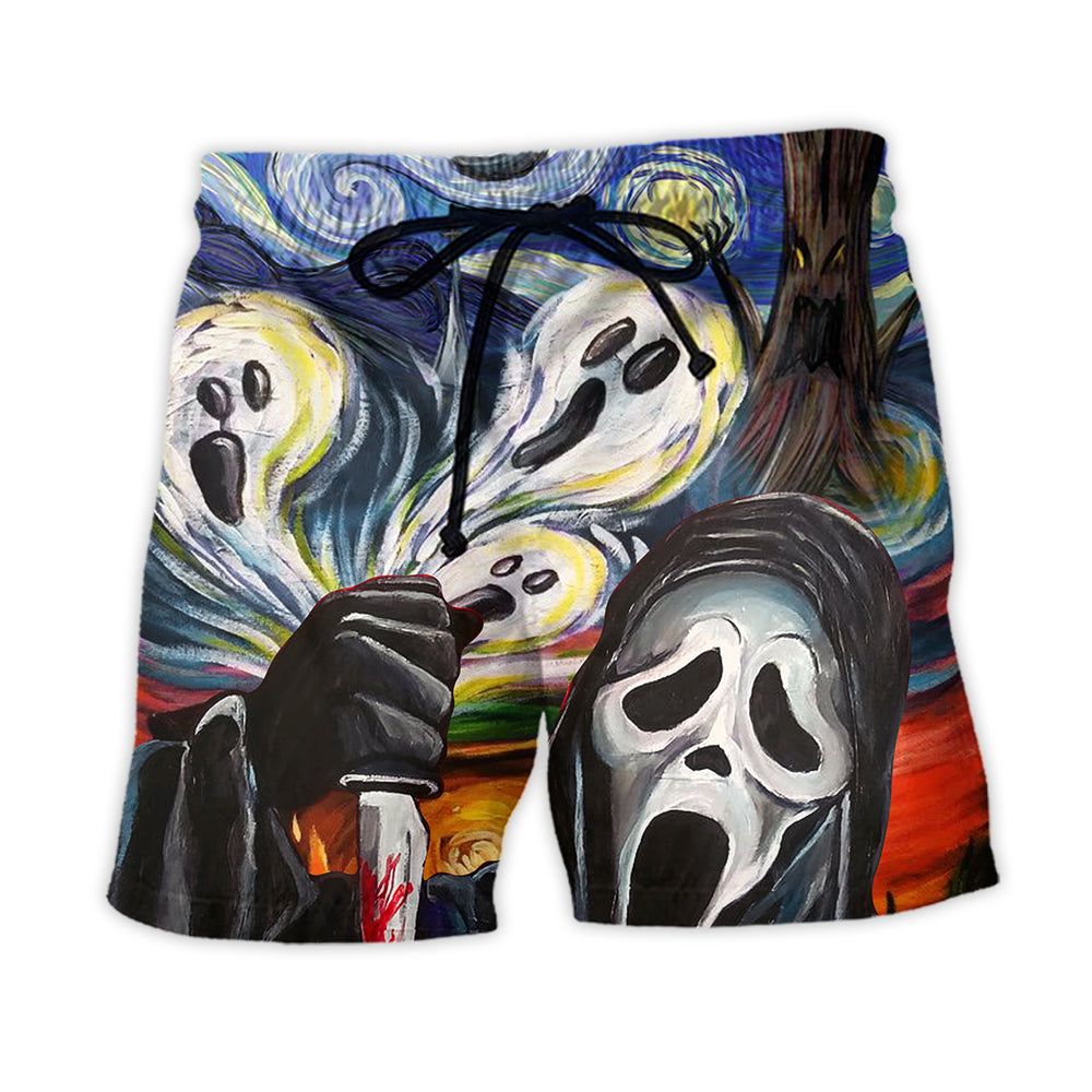 Halloween Ghost Scream Starry Night Funny Boo Art Style Trendy Aloha ...