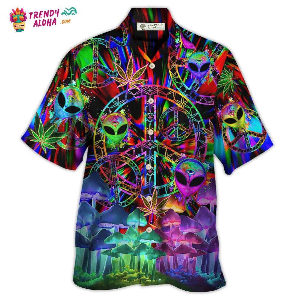 Hippie Alien Peace Color Stunning Hawaiian Shirt - Trendy Aloha ...