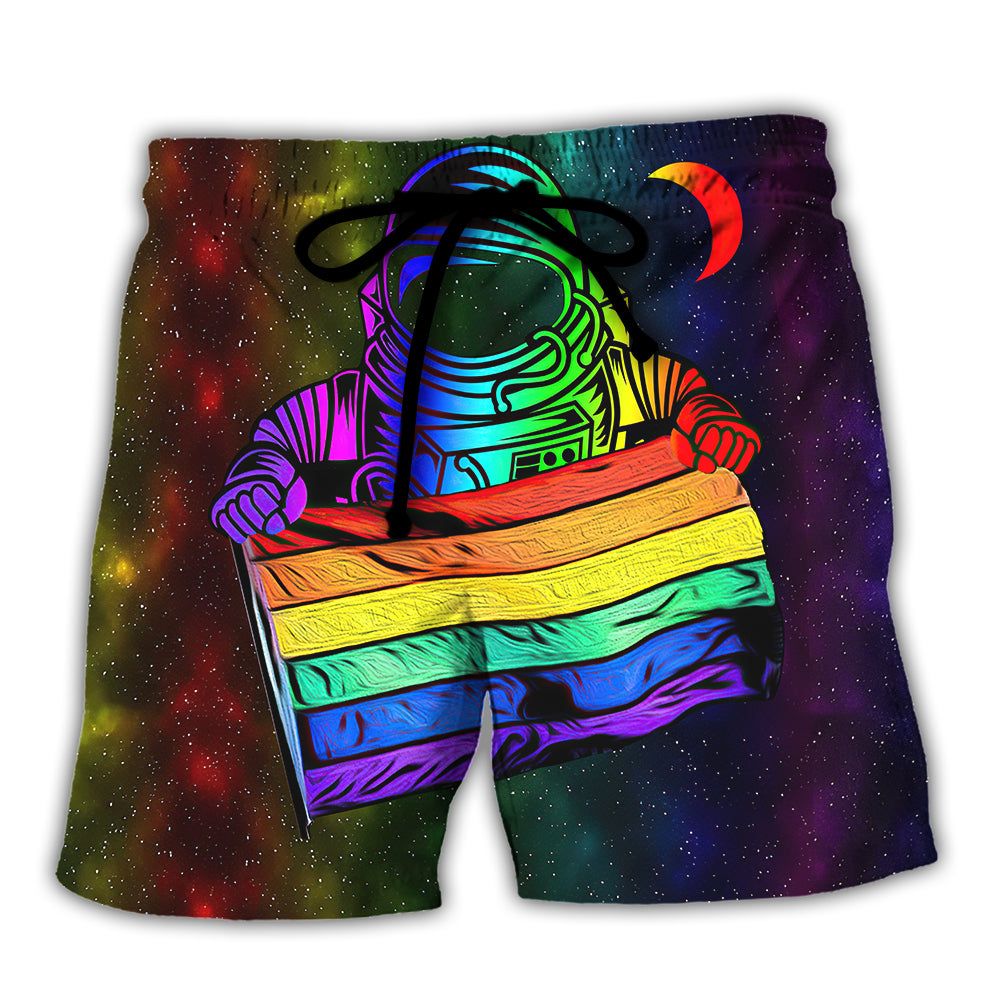 Lgbt Pride Astronaut Style Trendy Aloha Hawaiian Beach Shorts - Trendy ...