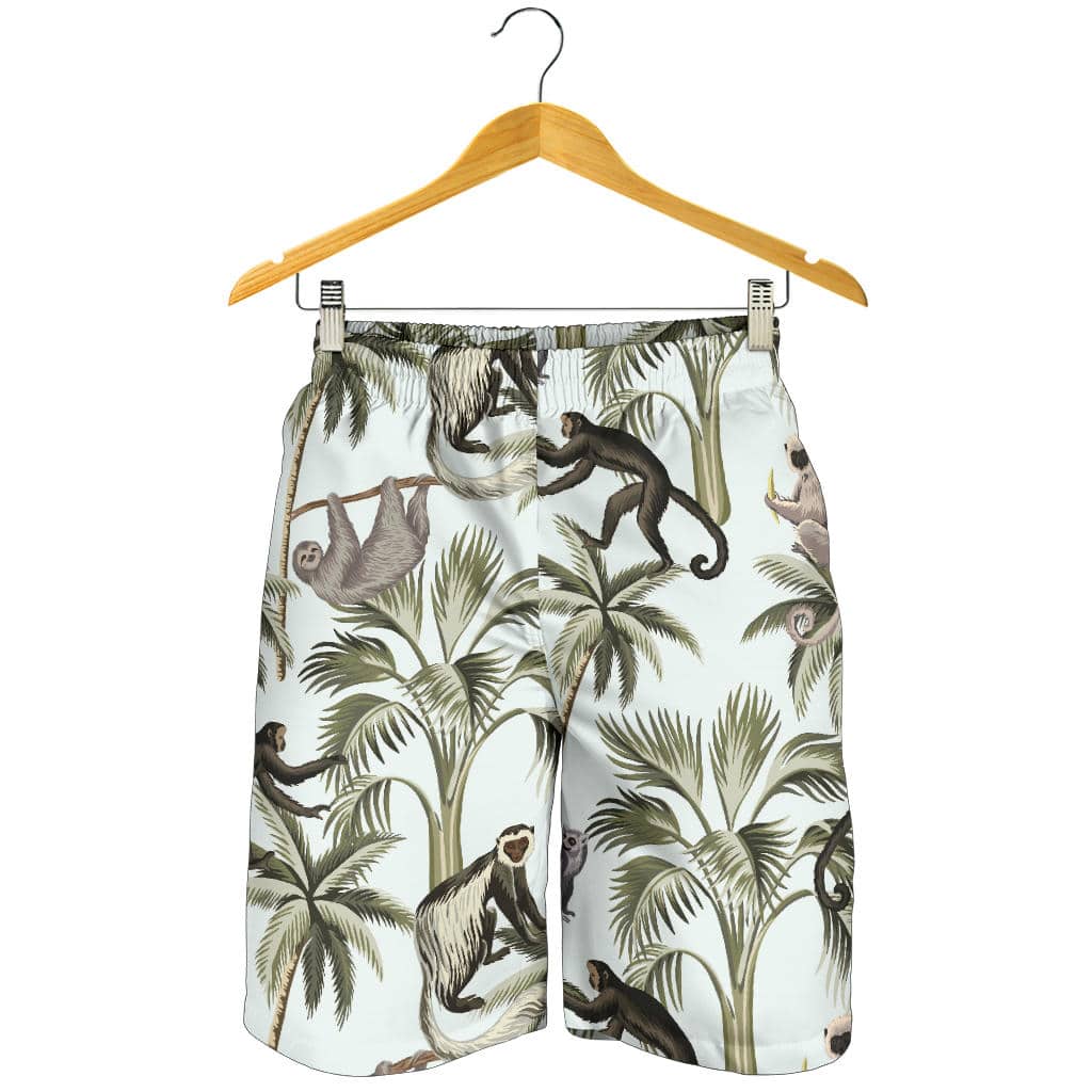 Monkey Sloth Lemur Palm Trees Pattern For Men Women Kid Shorts - Trendy ...