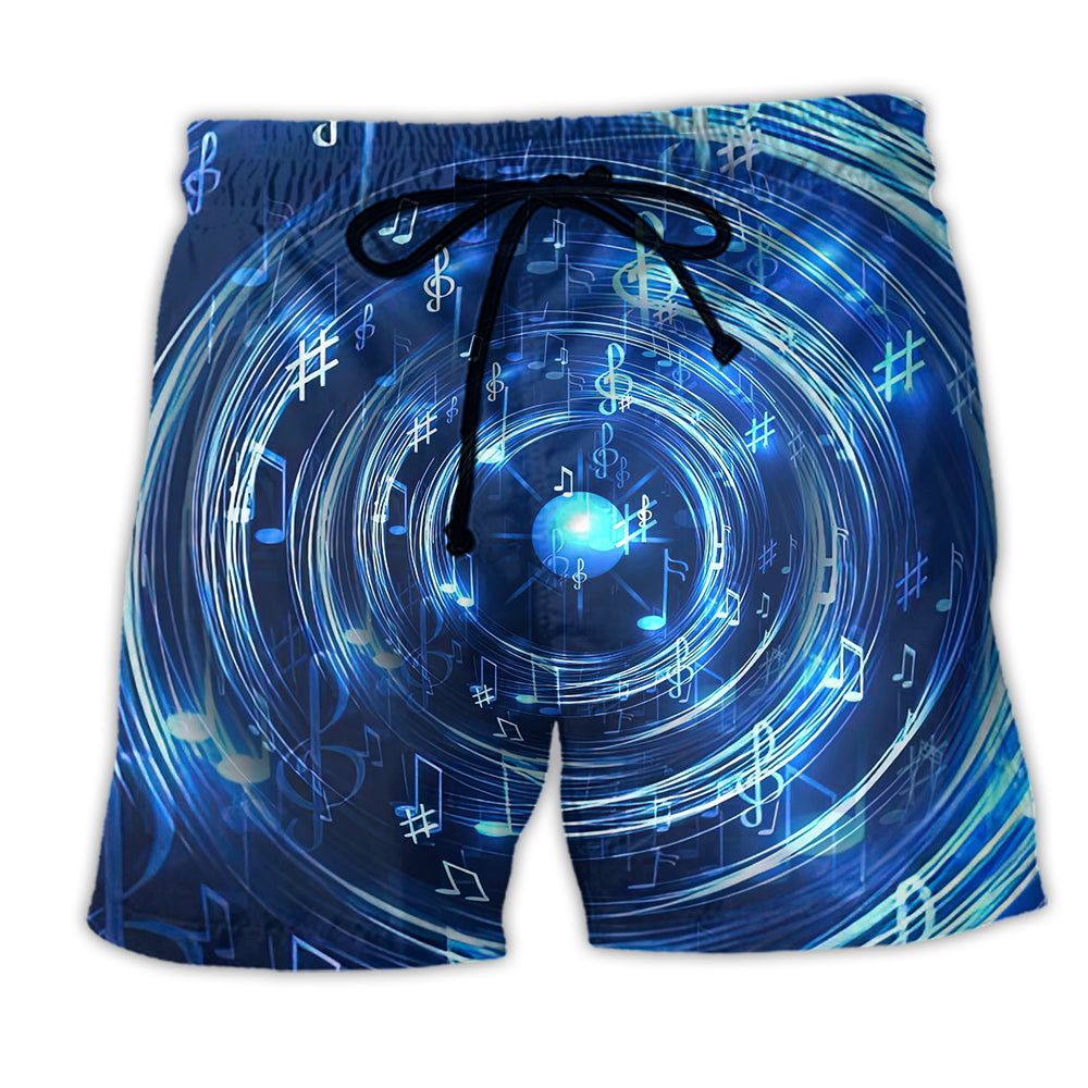 Music Neon Circle Music Notes Trendy Aloha Hawaiian Beach Shorts ...