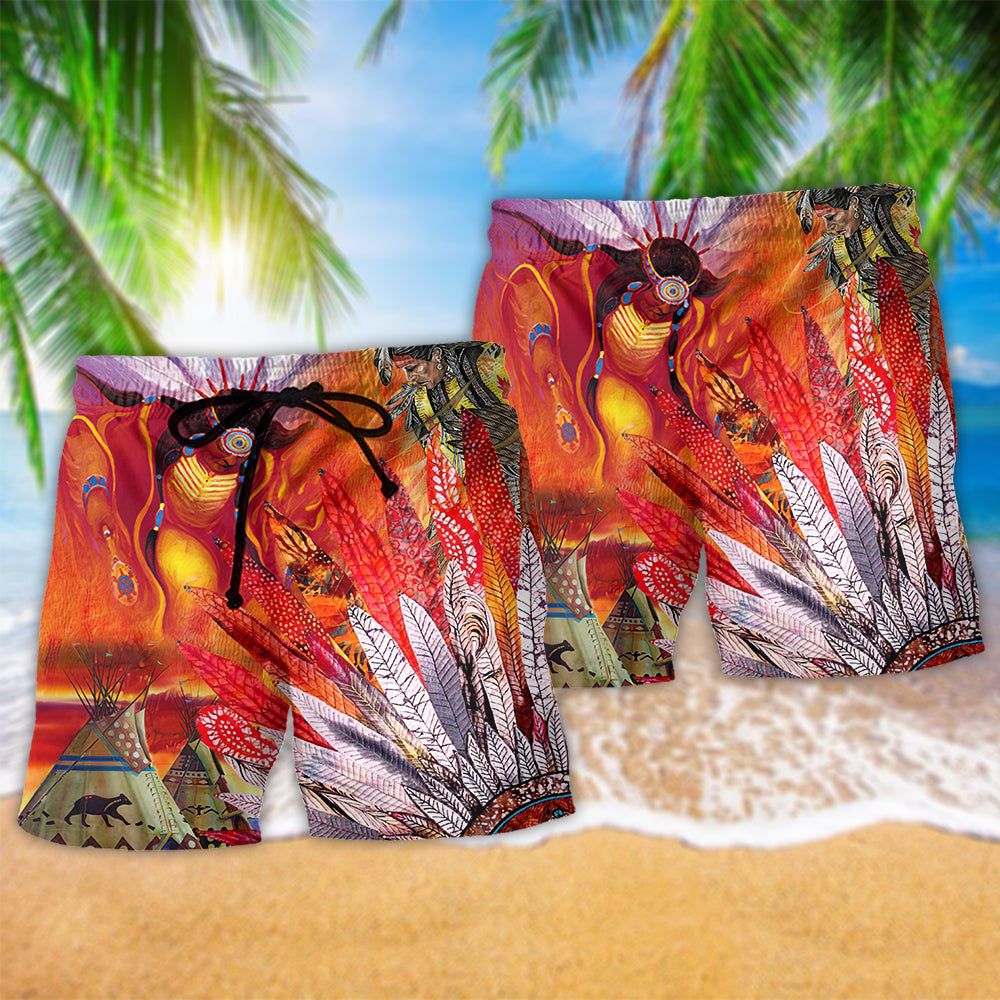 Native American Amazing With Fire Red Cool Trendy Aloha Hawaiian Beach ...