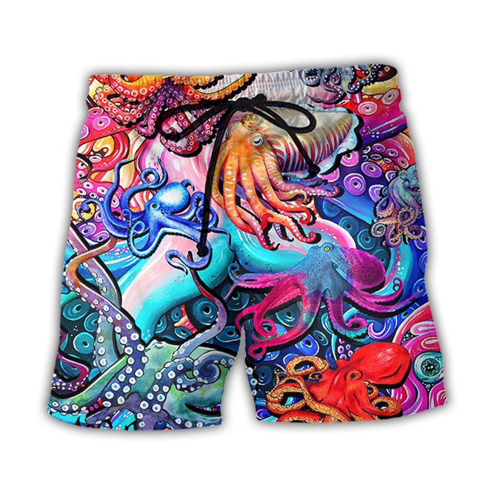 Octopus Colorful Lover Art Style Trendy Aloha Hawaiian Beach Shorts ...