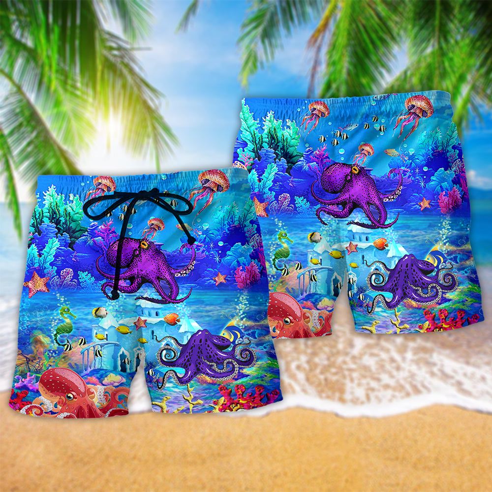 Octopus Love Fresh Ocean Forever Trendy Aloha Hawaiian Beach Shorts ...
