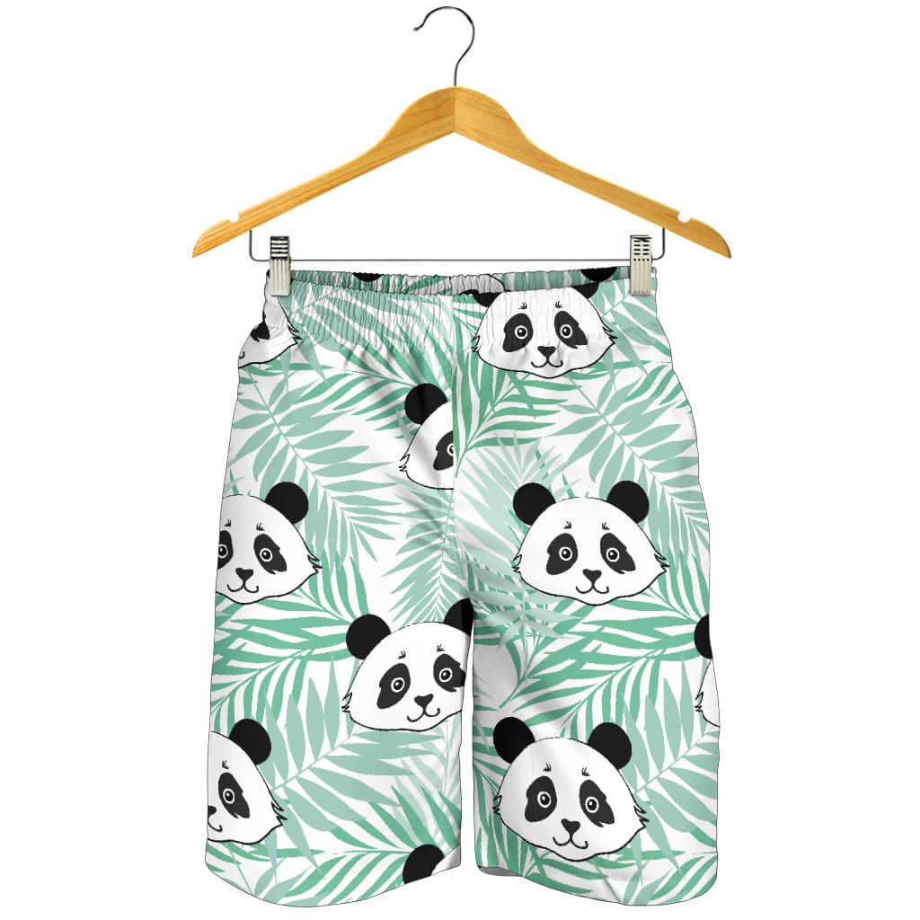 Panda Pattern Tropical Leaves Background For Men Women Kid Shorts ...