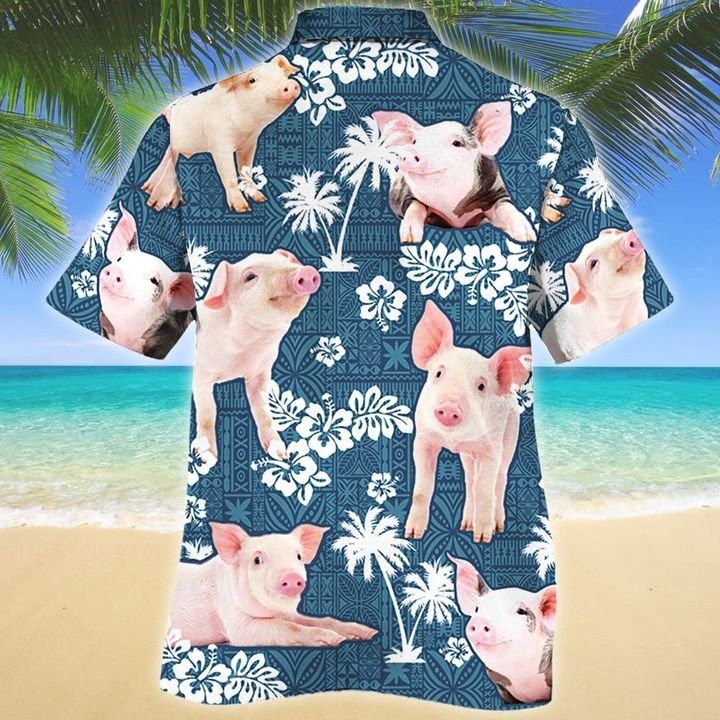 Pig Blue Tribal Hawaiian 3D Shirt Unique Design Superior Comfort ...