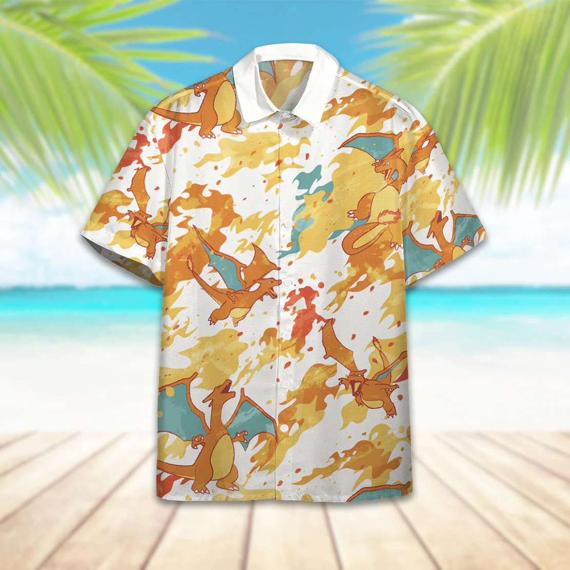 Pokemon Trendy Hawaiian Shirt Charizard Fire Hawaii Shirt Pokemon Aloha ...