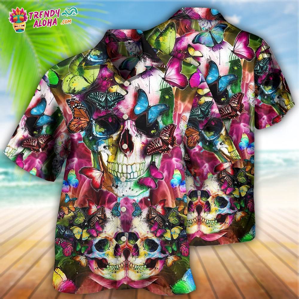 Skull Love Life Cool Floral Hawaiian Shirt - Trendy Aloha - Trendy Aloha