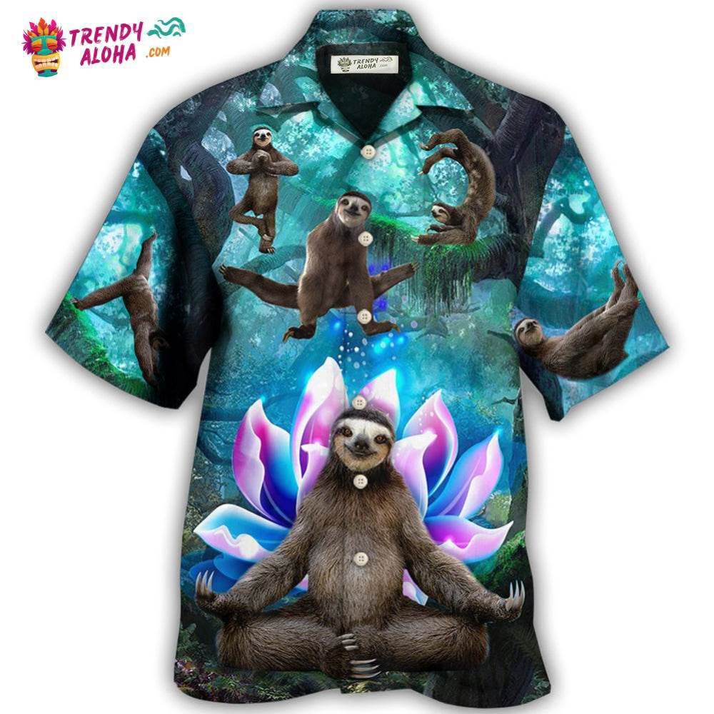 Sloth Yoga Pose On The Forest Lotus Flower Hawaiian Shirt - Trendy ...