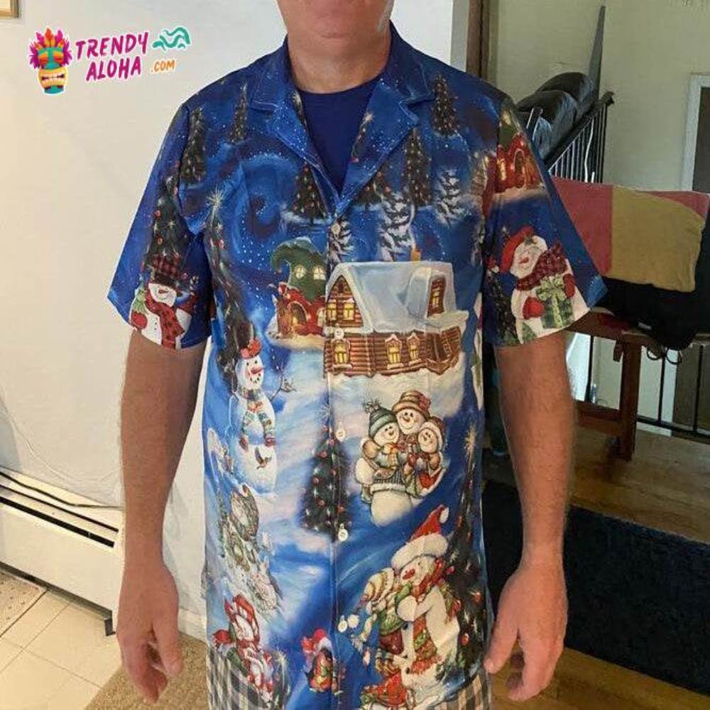 Snowman Chilling With My Snowmies Hawaiian Shirt - Trendy Aloha ...