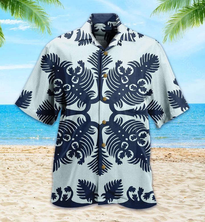 Summer Blue Hawaiian Shirt with Floral Designs - Trendy Aloha