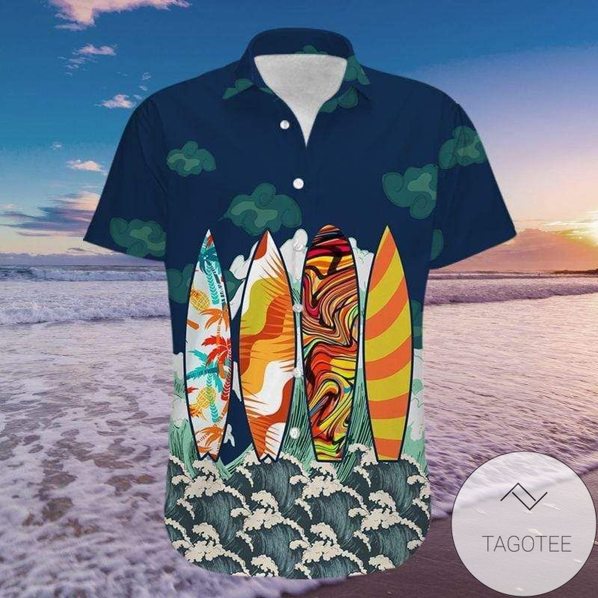 Surfing Board Theme Vibrant Design Hawaiian Shirt Collection - Trendy Aloha