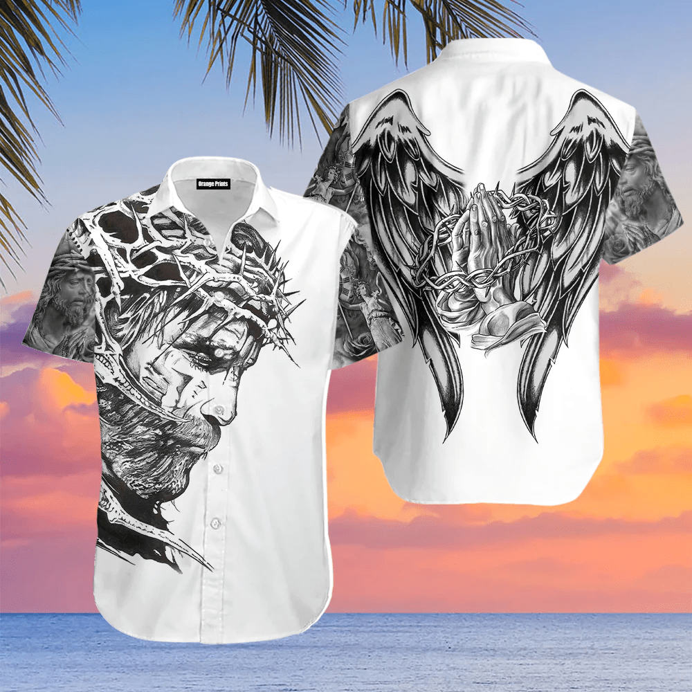 Tattooed Jesus Art Island Adventure Aloha Shirt - Trendy Aloha