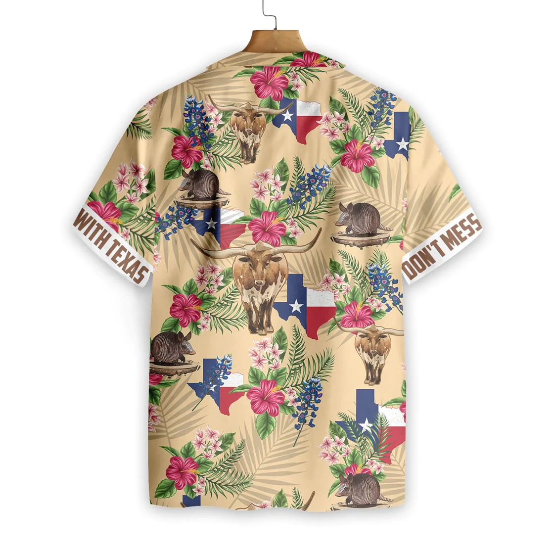Texas Trendy Hawaiian Shirt Insignia Bluebonnet Cream Version - Trendy ...