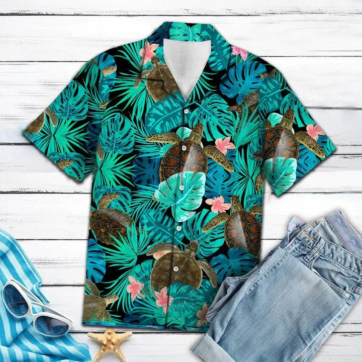 Tropical Jungle Turtle Summer Hawaiian Aloha Shirt - Trendy Aloha