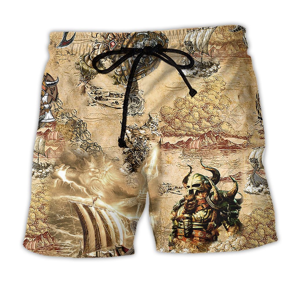 Viking Map War Style Trendy Aloha Hawaiian Beach Shorts - Trendy Aloha