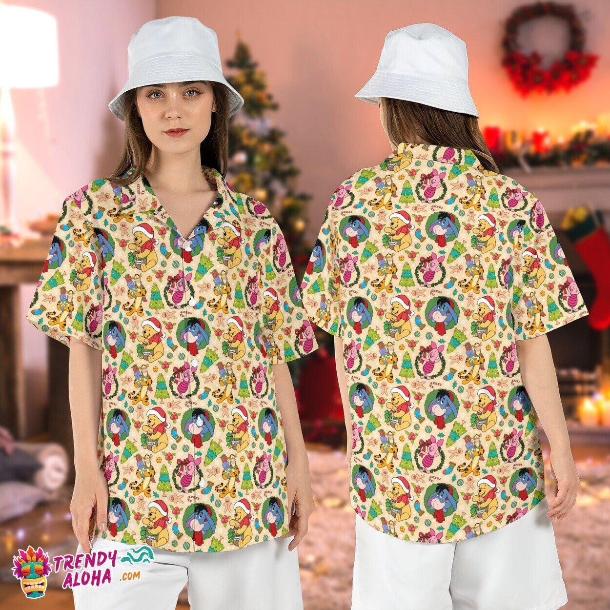 Winnie Pooh Christmas Piglet Eeyore Tigger Disneyland Aloha Tee ...